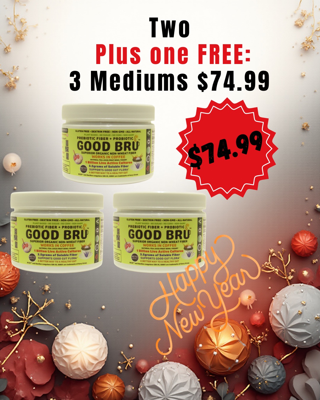 GOOD BRU organic prebiotic + probiotic synbiotic that works in coffee ...
