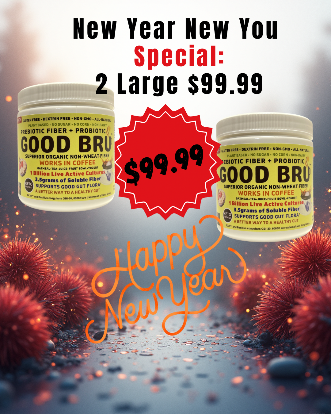 GOOD BRU organic prebiotic + probiotic synbiotic that works in coffee ...