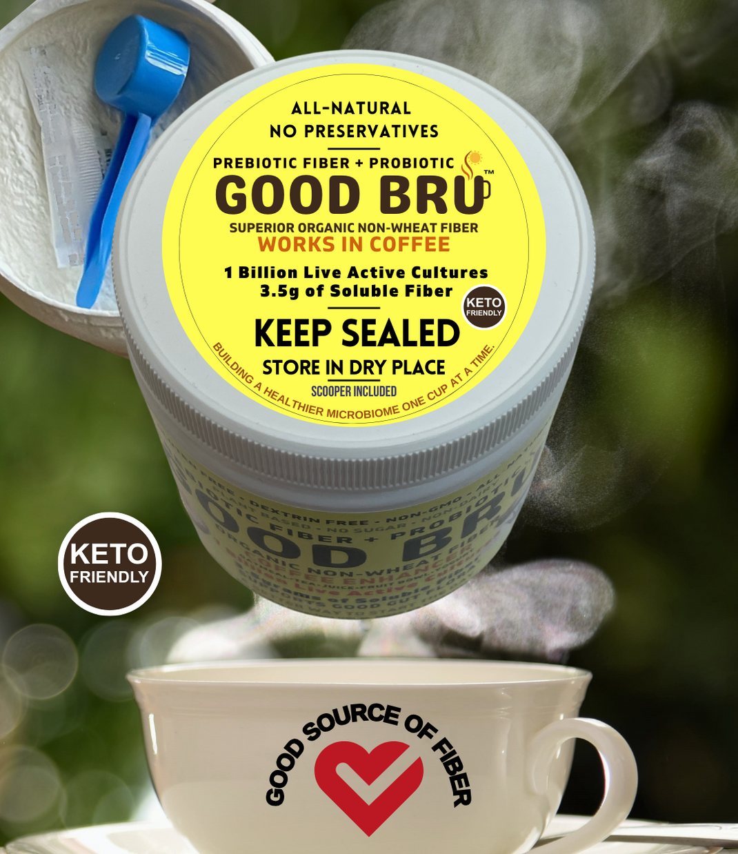 GOOD BRU organic prebiotic + probiotic synbiotic that works in coffee ...